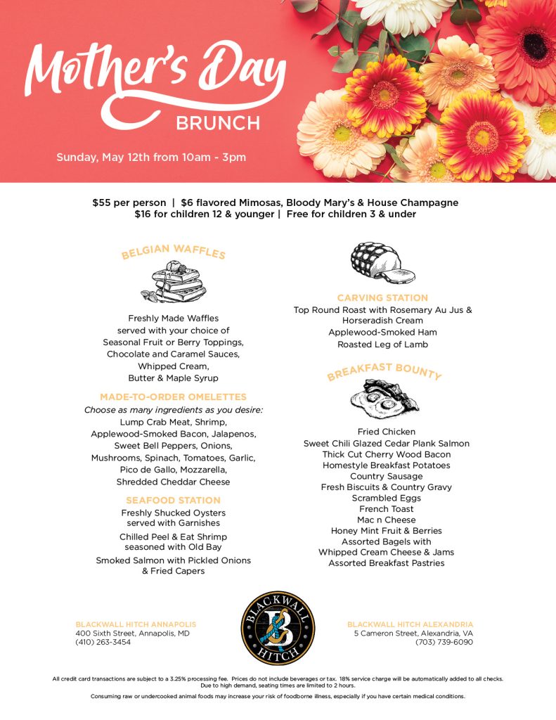 Mothers Day Brunch - Blackwall Hitch Alexandria